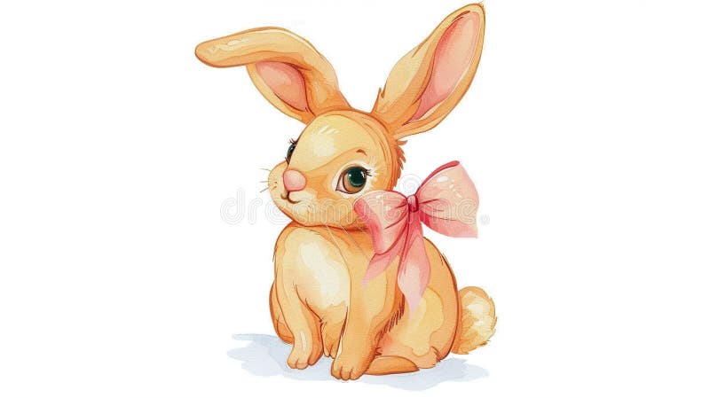 Cute Rabbit with a Bow. Bunny Isolated Stock Illustration ...