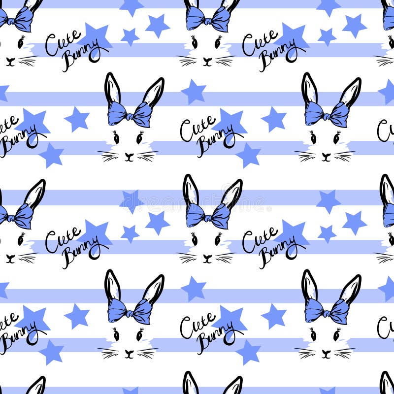 Cute Rabbit with Bow Face Pattern Stock Vector - Illustration of paper ...