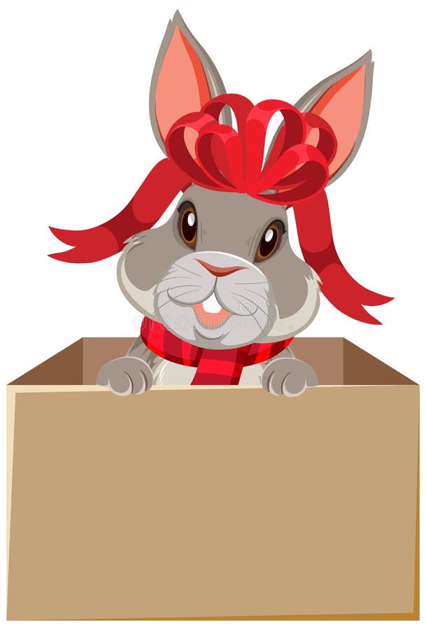 Cute rabbit in the box stock vector. Illustration of adorable - 261572845