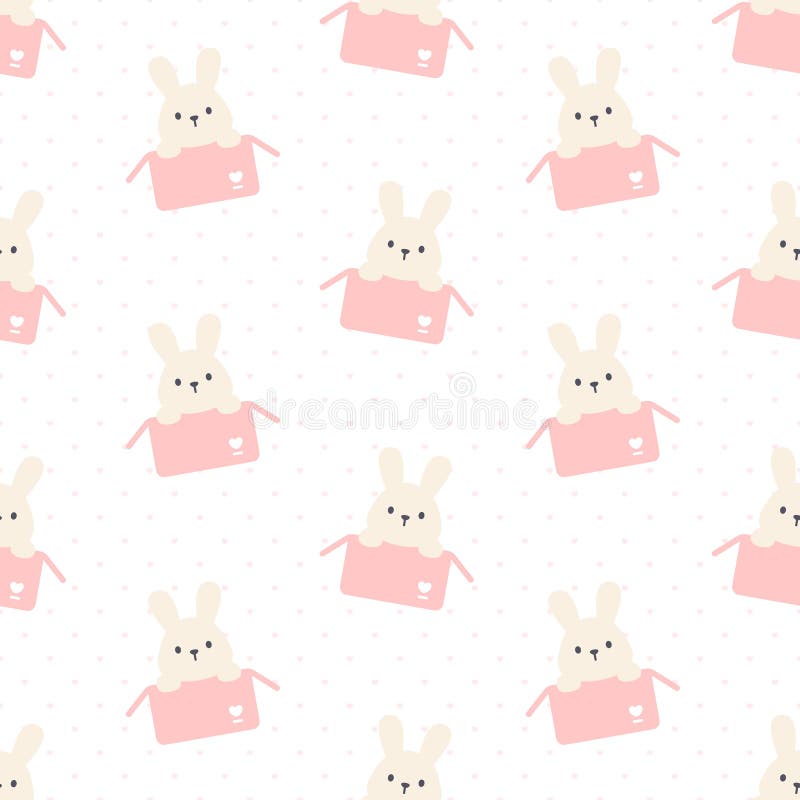Cute Rabbit in a Box Seamless Pattern Background Stock Illustration ...