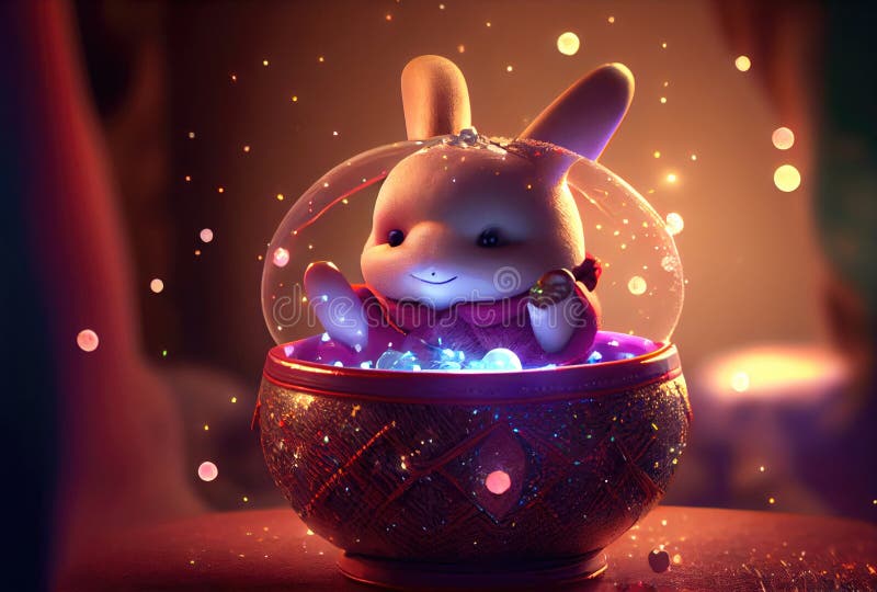 Cute Rabbit Bunny in the Container Magical Fantasy Concept Generative ...