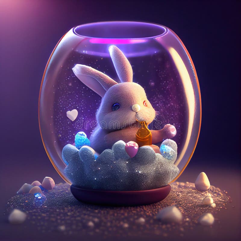 Cute Rabbit Bunny in the Container Magical Fantasy Concept Generative ...