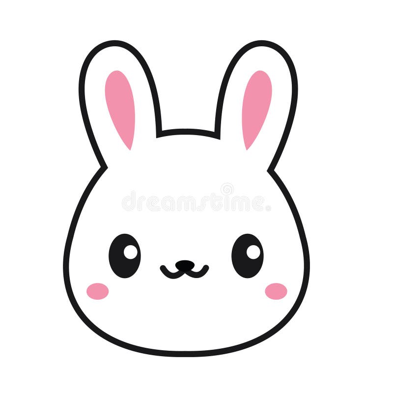 Cute Rabbit. Bunny Face in Kawaii Style. Vector Clip Art Stock Vector ...