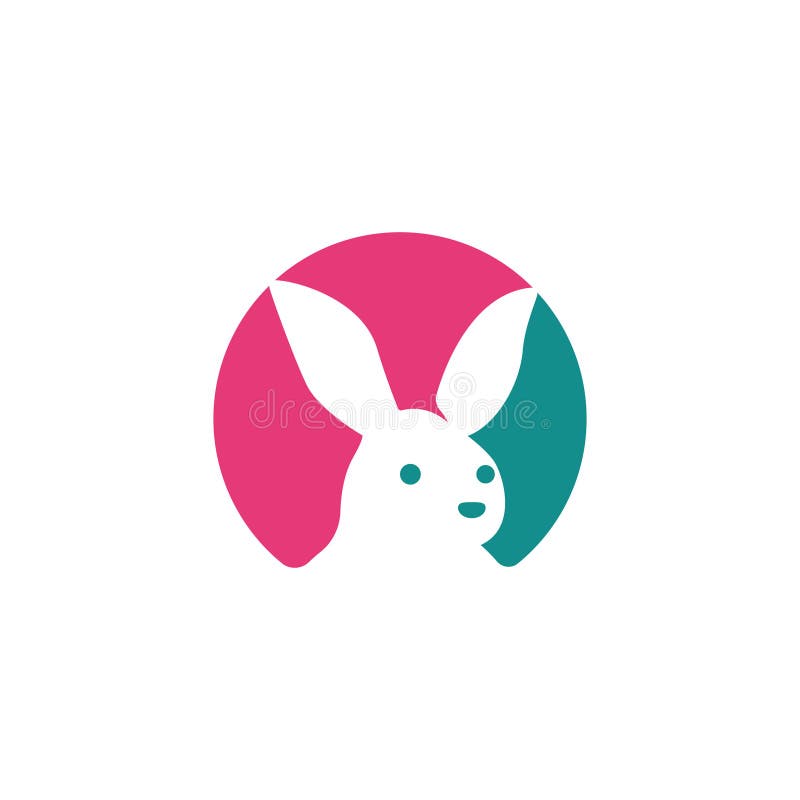 Cute Rabbit Bunny Hare Circle Negative Space Logo Stock Vector ...