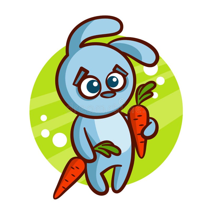 Cute Rabbit with Carrot Sticker Stock Vector - Illustration of baby ...