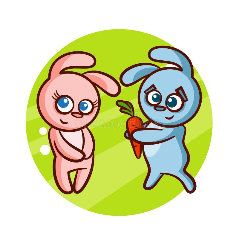 Cute Rabbit with Carrot Sticker Stock Vector - Illustration of baby ...