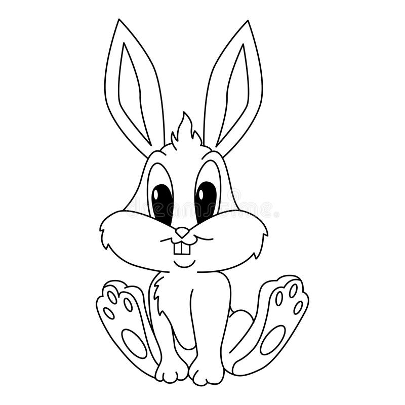 Cute Rabbit Cartoon Coloring Page Illustration Vector. for Kids ...