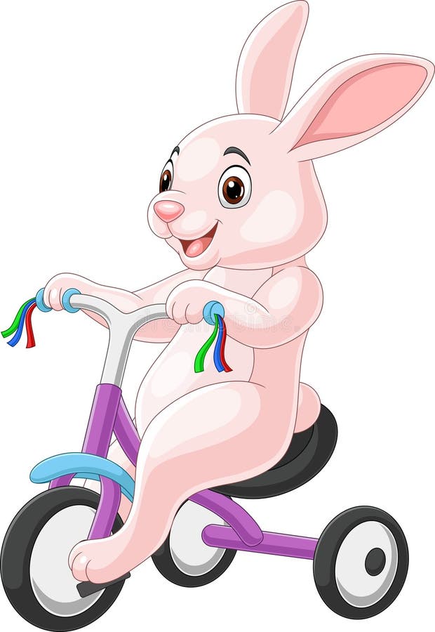Cute Rabbit Cartoon Riding Bicycle Stock Illustration - Illustration of ...