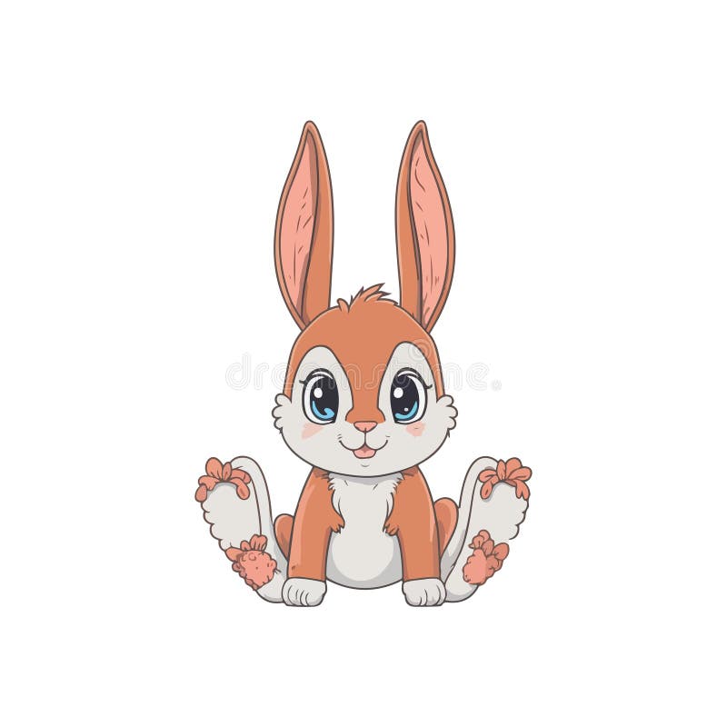 Cute Rabbit Cartoon Vector Design Stock Illustration - Illustration of ...