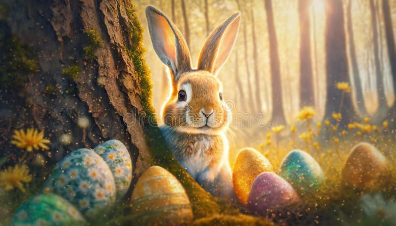 Rabbit Behind Tree Stock Illustrations, Vectors, & Clipart - 175 Stock ...