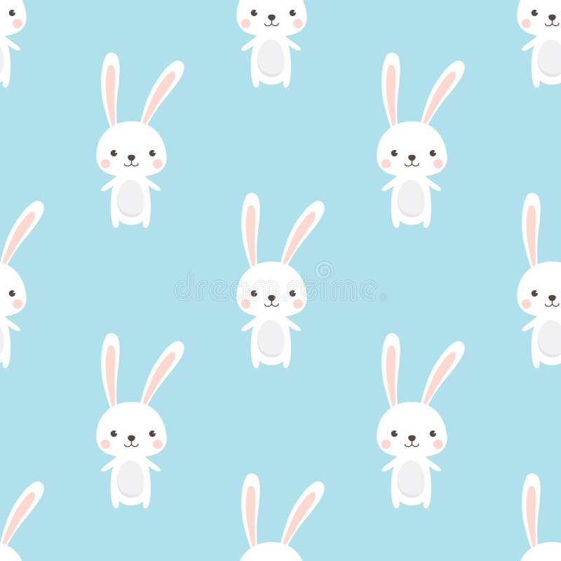 Cute Rabbit Character Seamless Pattern Stock Vector Illustration Of