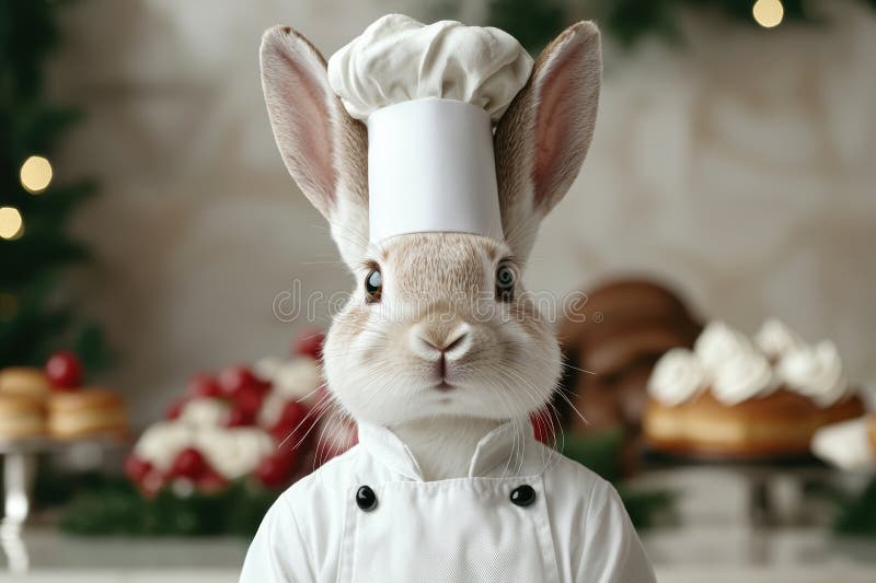 Cute Rabbit Chef in a White Uniform Stock Illustration - Illustration ...