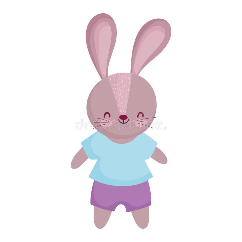 Cute Rabbit with Clothes Animal Cartoon Character Stock Vector ...