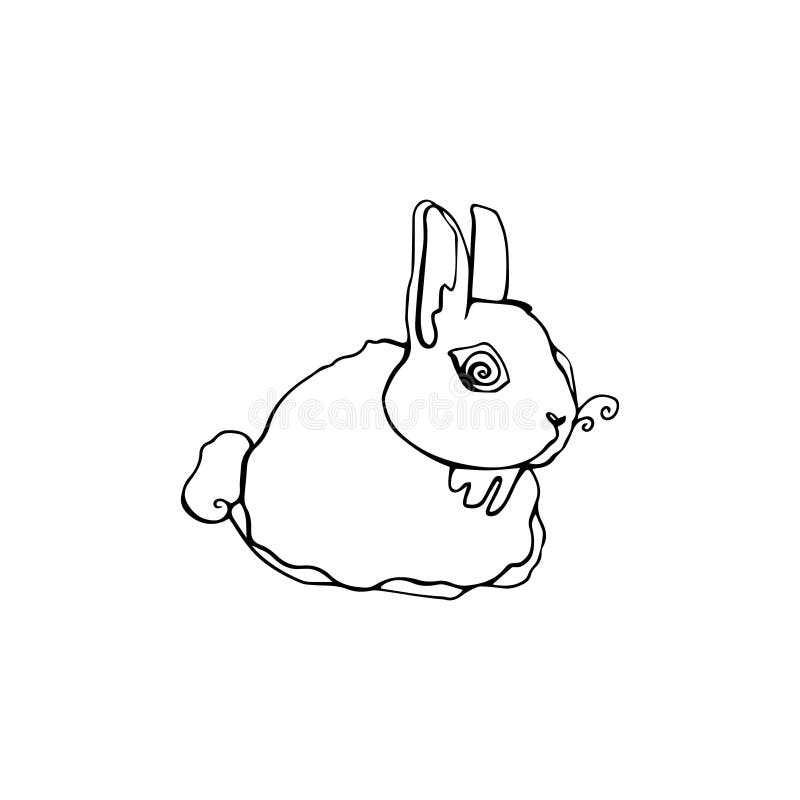 Cute Rabbit Continuous One Line Drawing. Outline Style Stock Vector ...