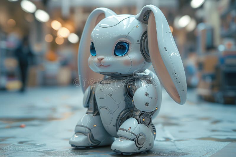 Cute Rabbit Cyber Toy. Template for Easter Greeting Card Stock ...