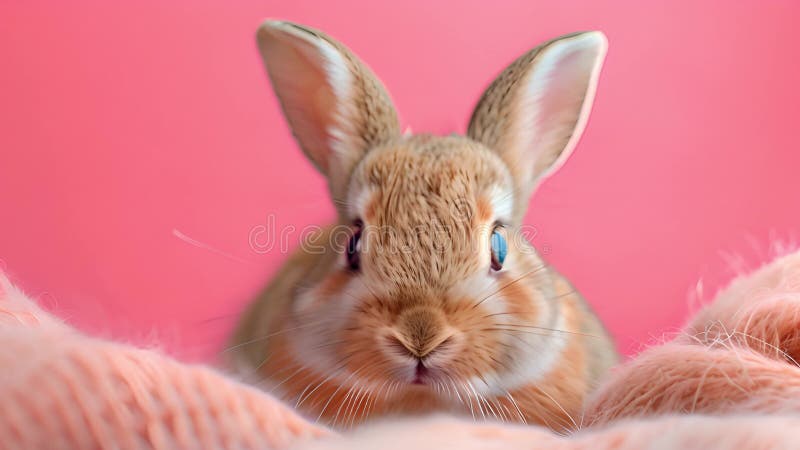 Cute Rabbit on Delicate Pink Backdrop. Stock Footage - Video of color ...