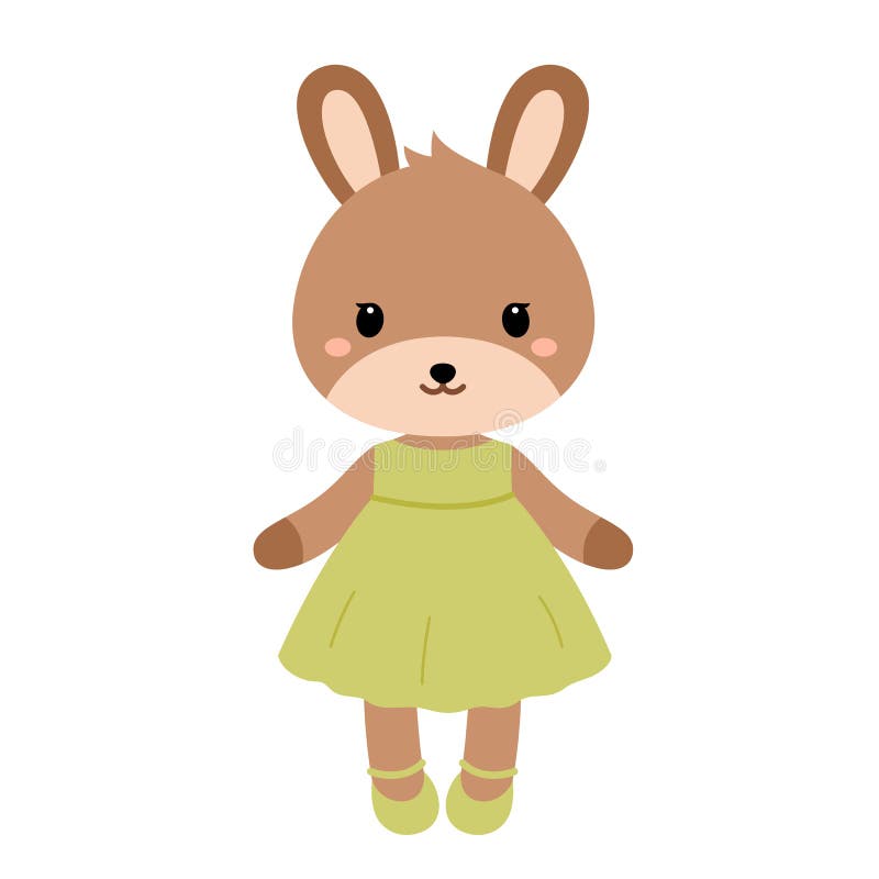 Cute Rabbit in Dress in Modern Flat Style. Vector. Stock Vector ...