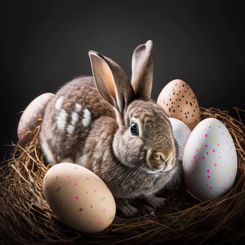 Cute Rabbit, Easter Bunny. Generative AI Stock Illustration ...