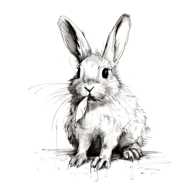 Cartoon Rabbit is Crying a Volleyball on a White Background Stock ...