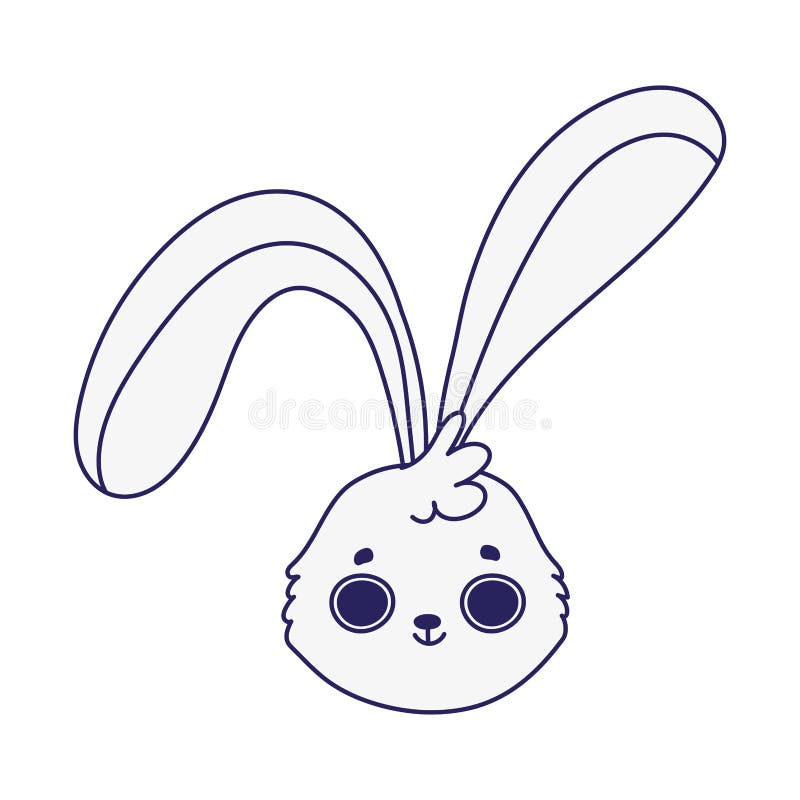 Cute Rabbit Face Cartoon Character Icon Design Line Style Stock Vector ...