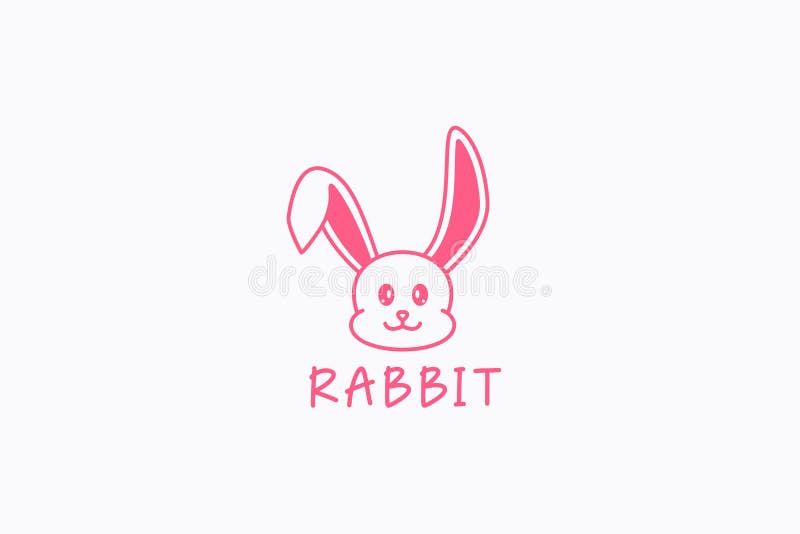 Cute Rabbit Face Logo Template for Sticker and Brand Stock Vector ...