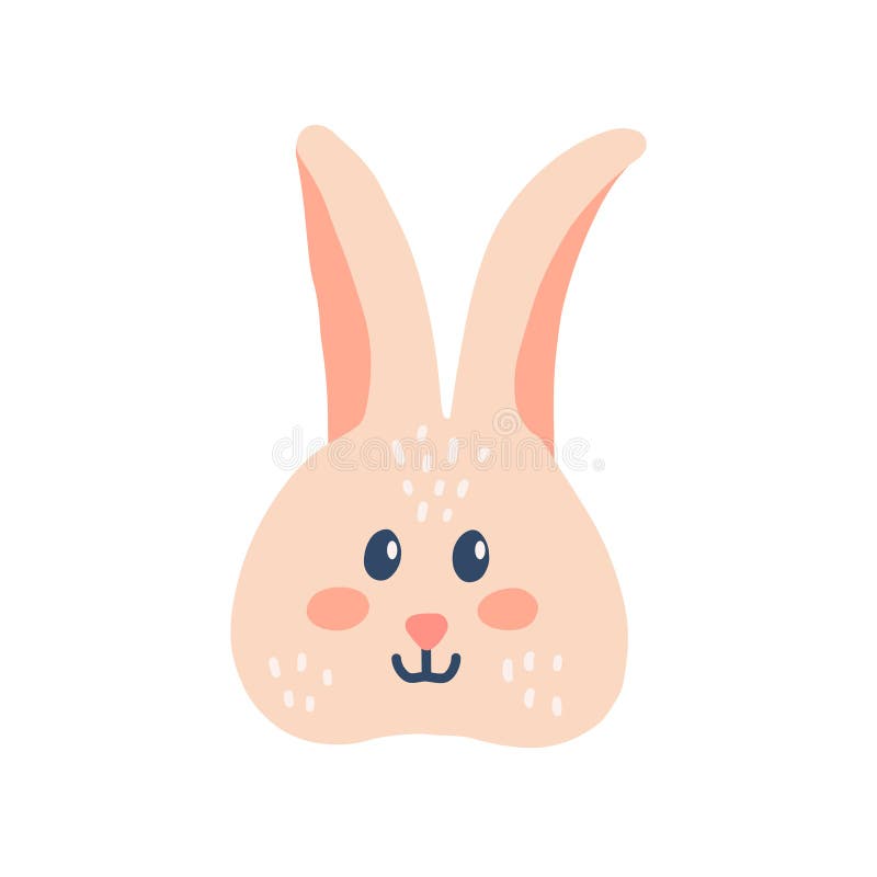 Cute Rabbit Face with Flowers on White Background, Vector Seamless ...