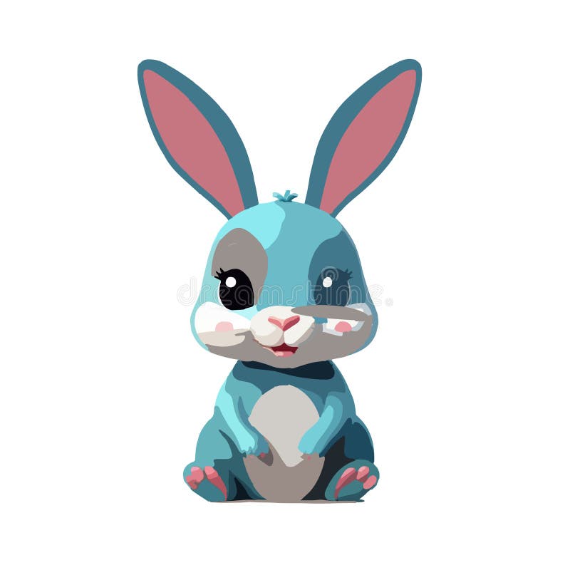 Cute Rabbit Flat Design Vector Illustration Stock Vector - Illustration ...