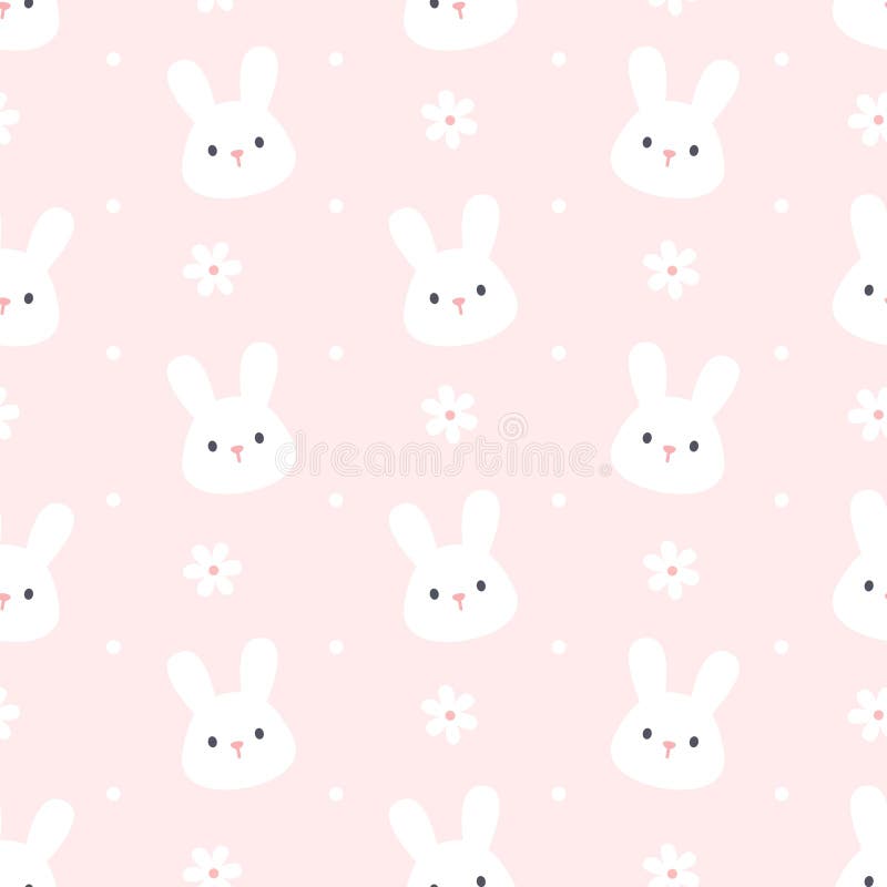 Cute Rabbit and Flower Seamless Pattern Background Stock Vector ...