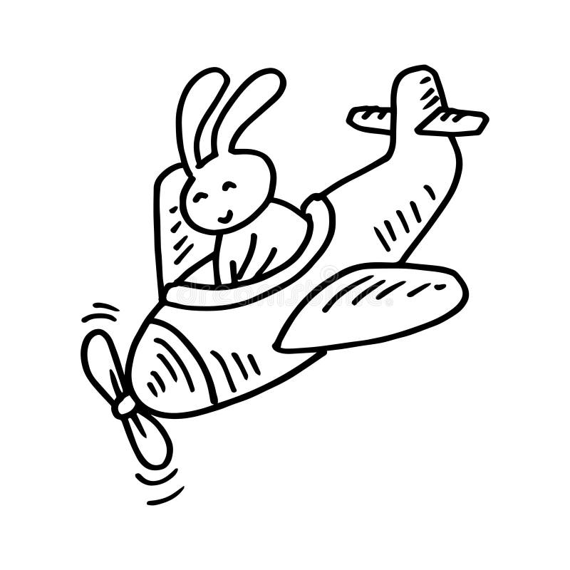 Cute Rabbit Flying on an Airplane. Stock Vector - Illustration of card ...