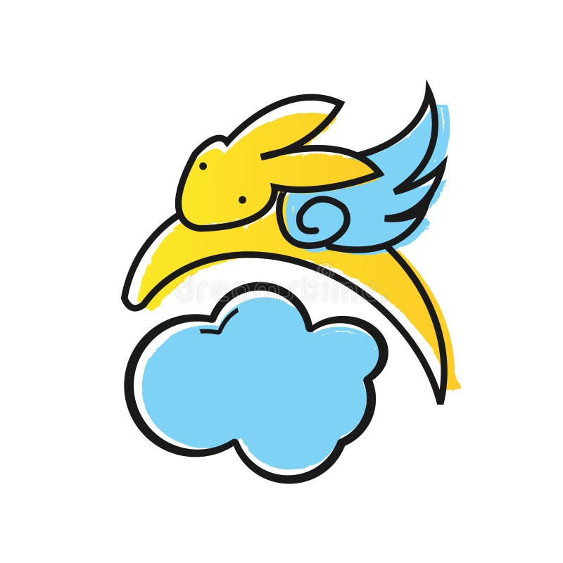 Cute Rabbit Flying To the Sky. Stock Vector - Illustration of character ...