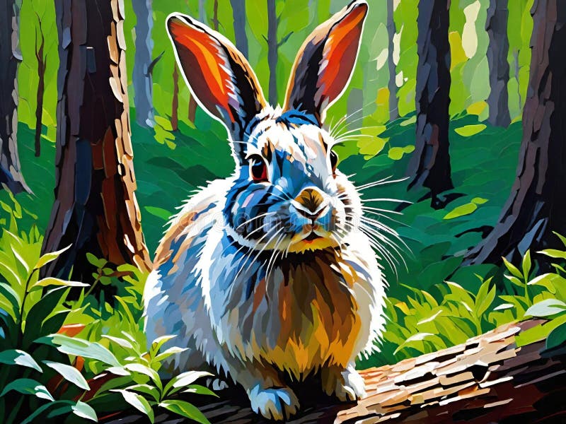Cute Rabbit in the Forest Illustration Stock Illustration ...