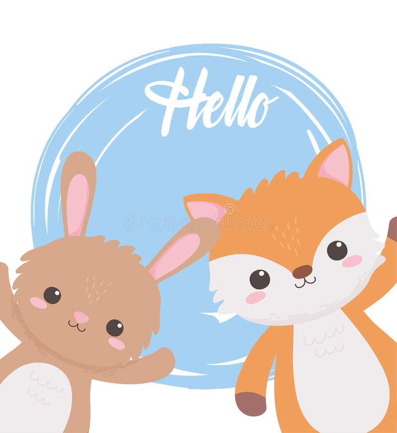 Animals with Hello Autumn Lettering Concept Vector Illustration ...