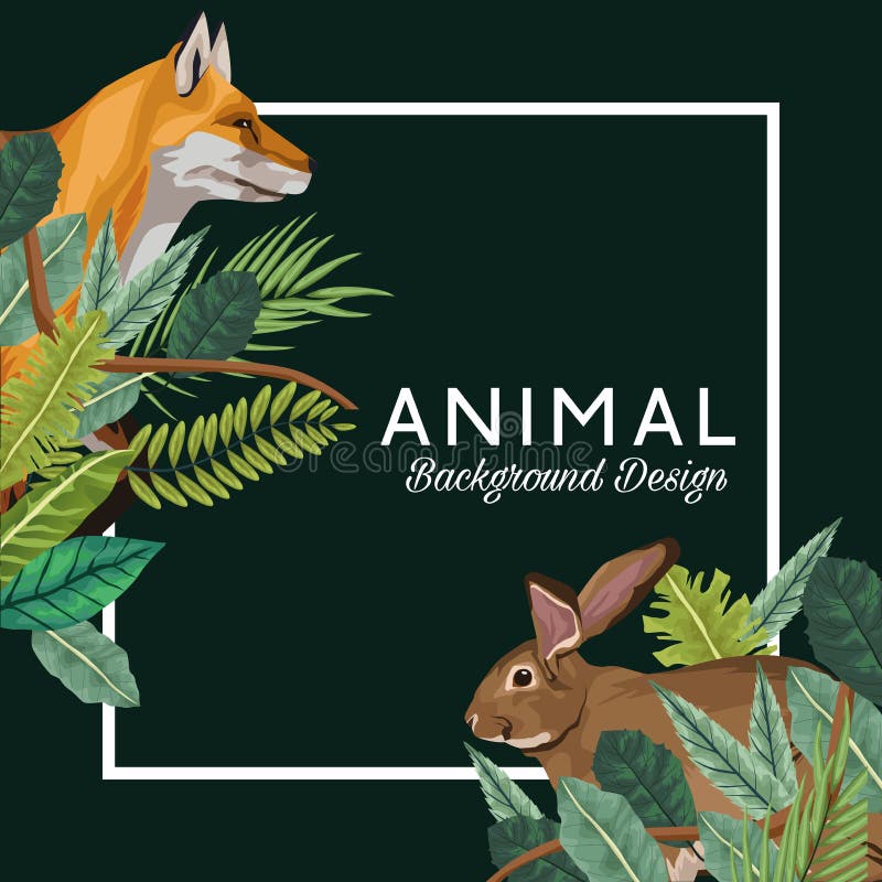 Cute Rabbit and Fox in the Landscape Stock Vector - Illustration of ...