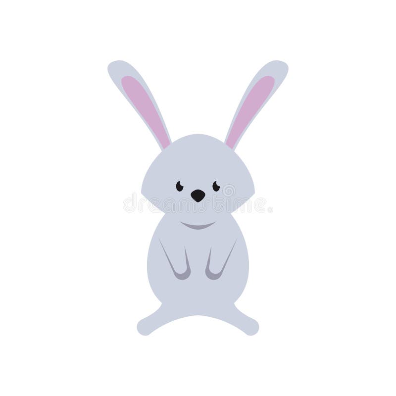 Cute Rabbit Front Flat Style Stock Vector - Illustration of vintage ...