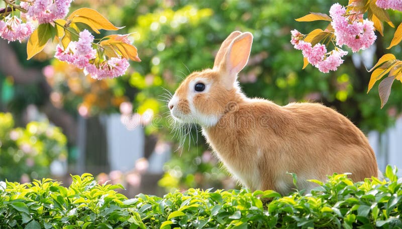 Rabbit in the Garden. Generated AI Stock Illustration - Illustration of ...