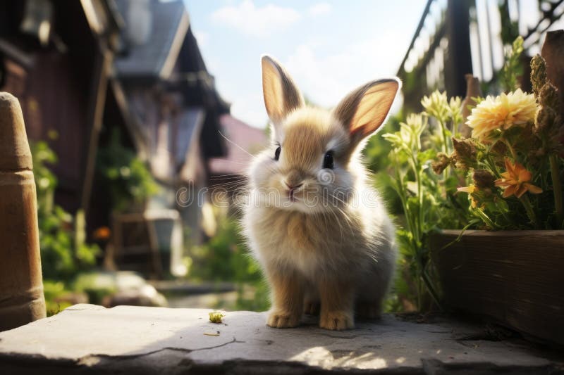 Cute rabbit. Generative AI stock illustration. Illustration of chinese ...