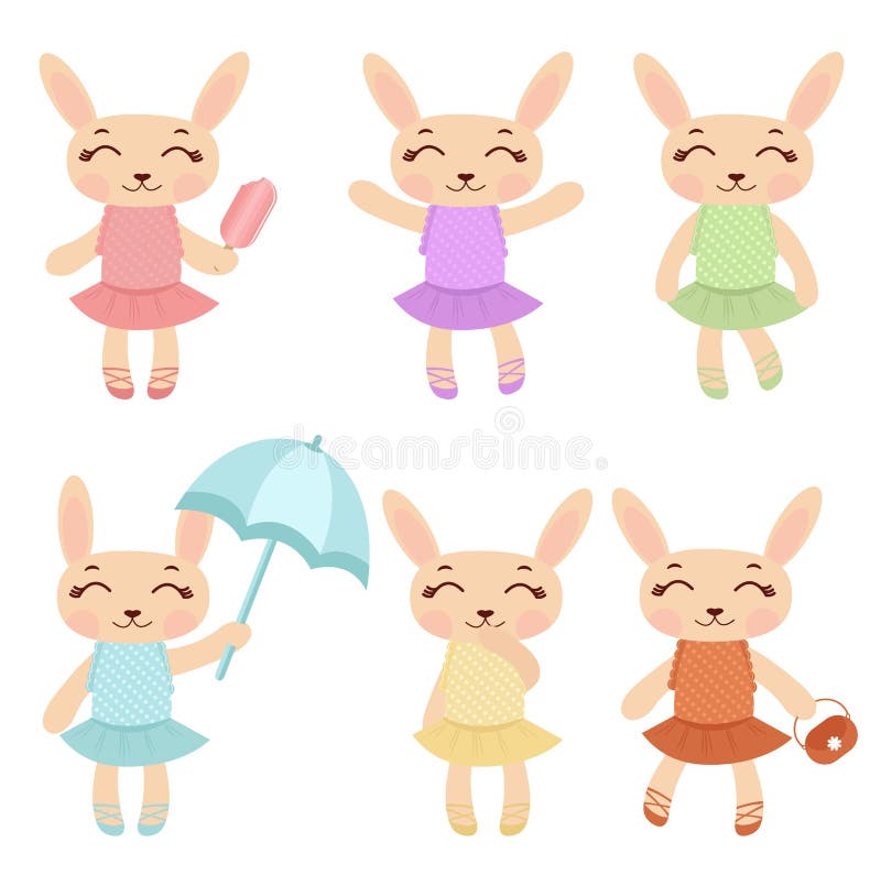 Cute rabbit girls stock vector. Illustration of happiness - 20408589