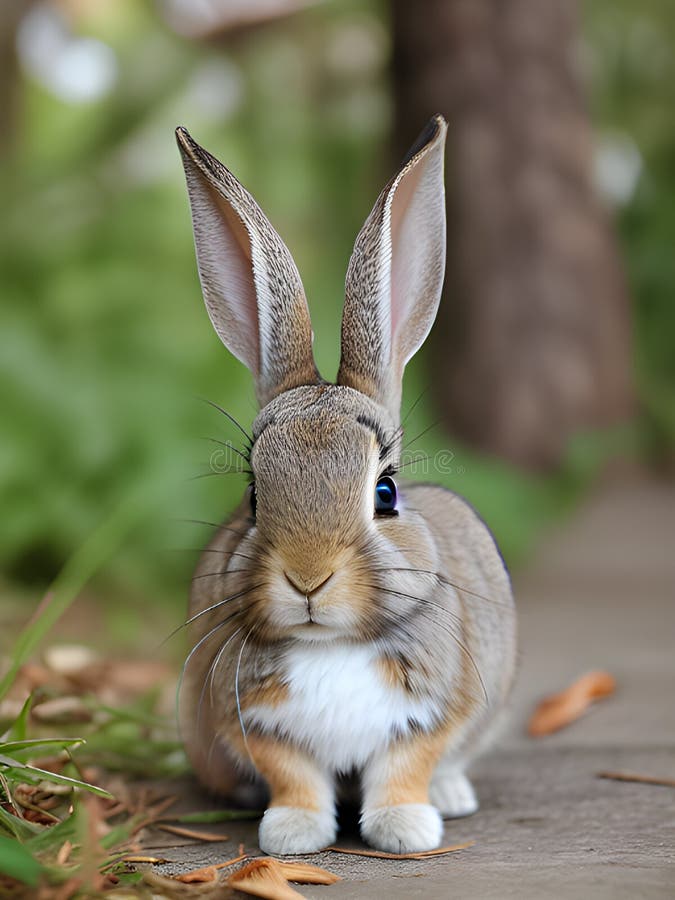 A Cute Rabbit in the Park , AI Generated Stock Illustration ...