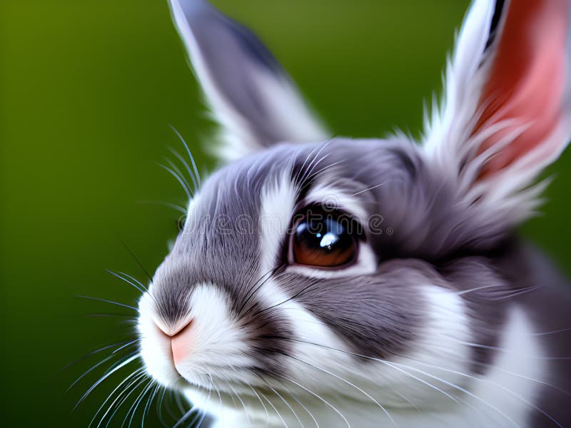 Cute Rabbit on Green Grass, Ai Generated Stock Illustration ...