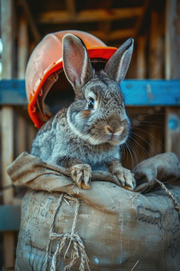 Adorable Rabbit Construction Worker Stock Photo - Image of generated ...