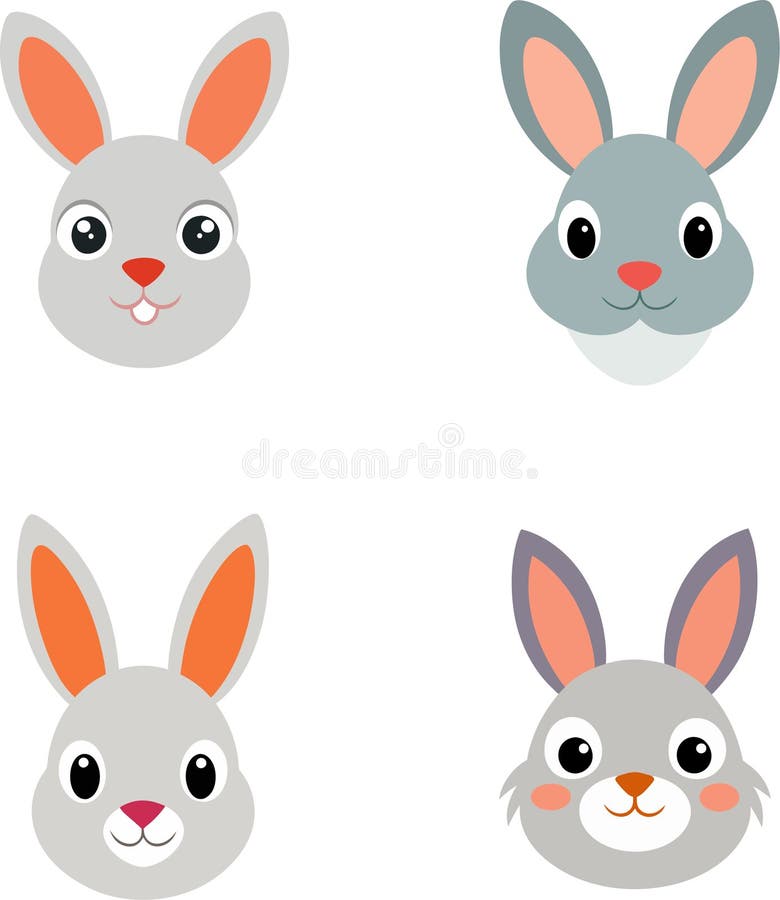 Cute Rabbit Head Vector Illustration Stock Vector - Illustration of ...
