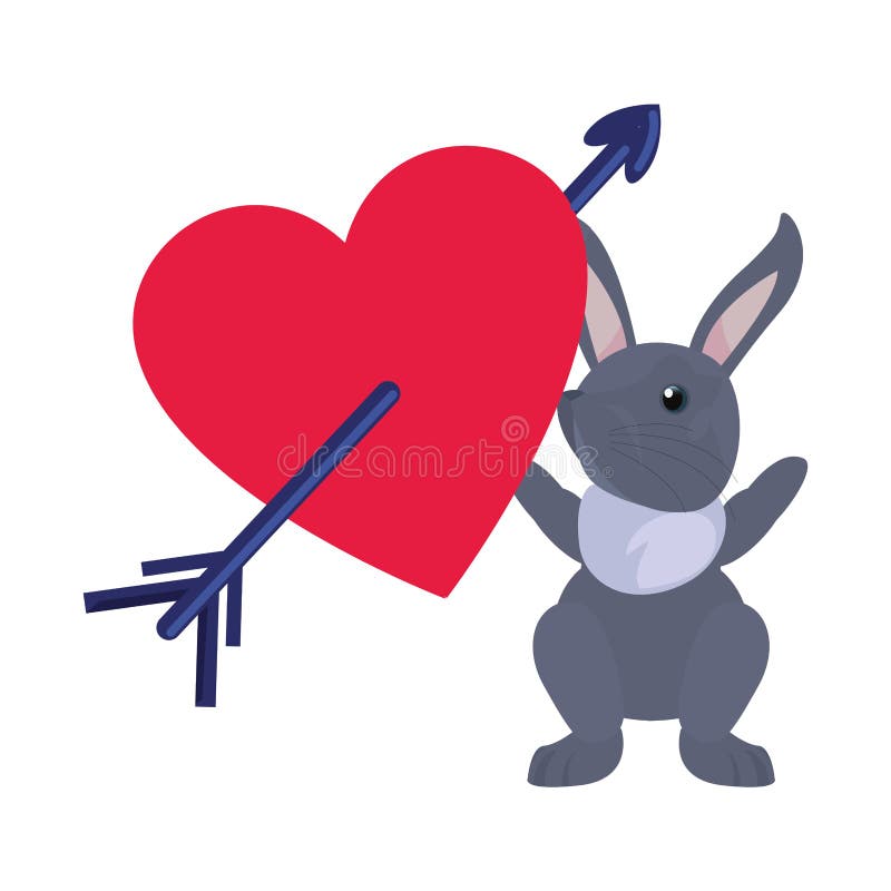 Cute rabbit heart love stock vector. Illustration of happiness - 141254632