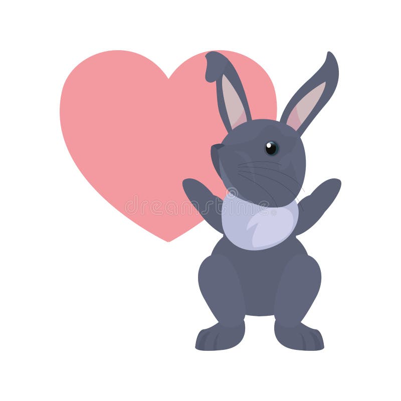 Cute rabbit heart love stock vector. Illustration of baby - 141254000