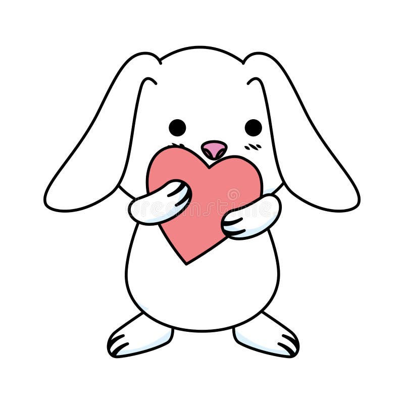 Cute Rabbit with Heart Love Stock Vector - Illustration of baby, happy ...