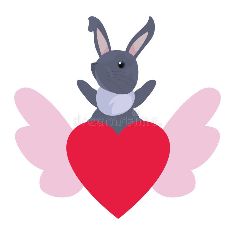 Cute rabbit heart love stock vector. Illustration of happy - 141254504