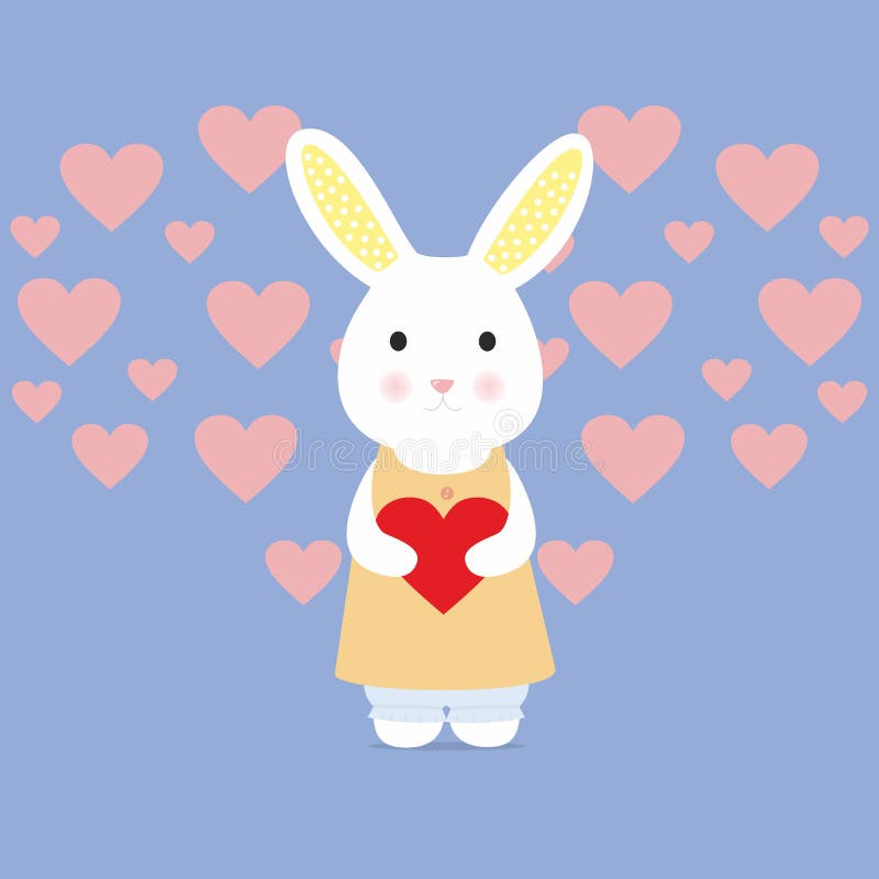 Cute rabbit with heart stock illustration. Illustration of funny - 50548718