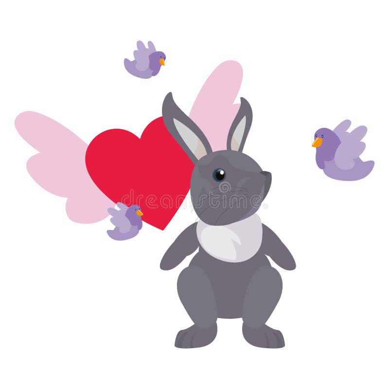 Cute rabbit hearts love stock vector. Illustration of beauty - 141253569