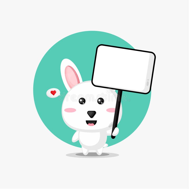 Cute Rabbit Holding a Blank Sign Stock Vector - Illustration of ...