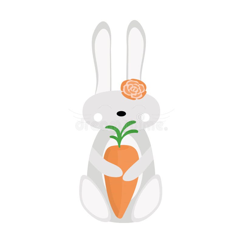 Cute Rabbit Holding a Carrot. Vector Illustration. the Hare Stock ...