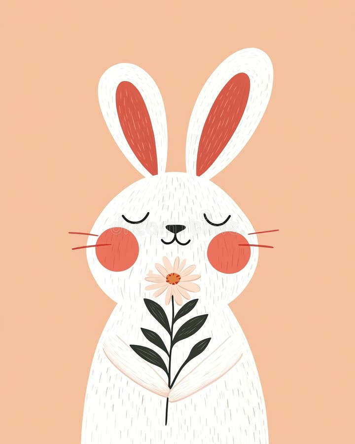 A Cute Rabbit Holding a Flower, Representing Innocence and Tranquility ...